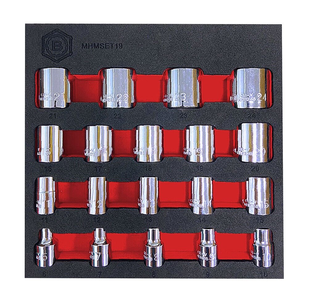 Britool Hallmark MHMSET19 19 Piece 3/8″ Drive 6 Point Hexagon Socket ...