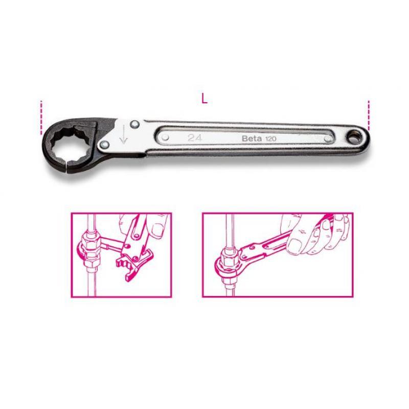 Beta 120 Metric Single End Open Ratchet Hexagon (6 Point) Spanner 10mm ...