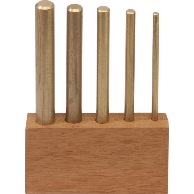 5 Pce. Brass Drift Set With Wooden Storage Block 1/4" - 3/4" dia ...