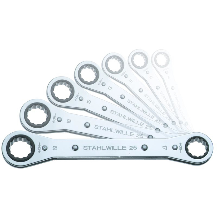 Stahlwille 25A/7PCN Ratchet Ring Spanner Set AF | PrimeTools