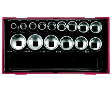 Teng TT1215AF 1/2″ Drive AF (Imperial) 12 Point Socket Set In Tool Box ...