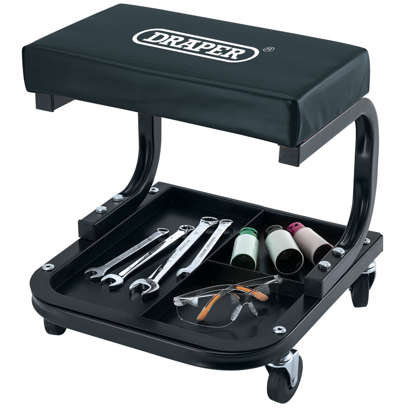 Draper 54243 Garage Workshop Mechanics Work Stool Seat With Wheels ...