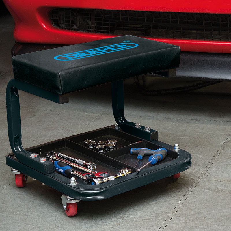 Draper 54243 Garage Workshop Mechanics Work Stool Seat With Wheels ...