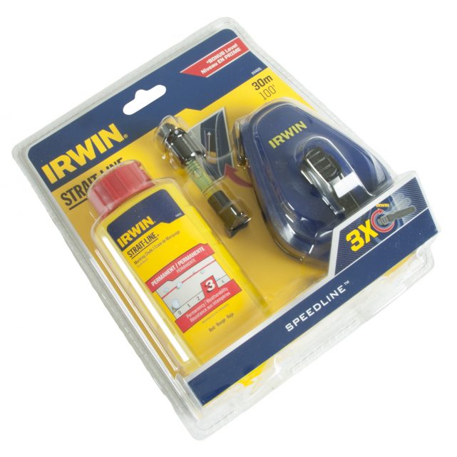 Irwin Straight-Line 30 Metre Chalk Line Kit with Red Chalk & Level ...