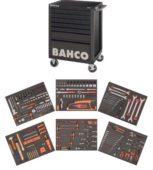Bahco 346 Piece Large Tool Kit With Foam Inlays & 7 Drawer E72 Roller Cabinet - PrimeTools
