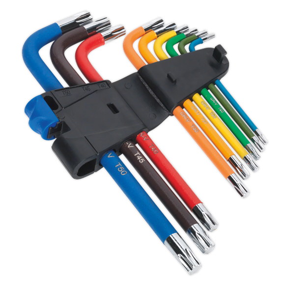 Sealey AK7193 9 Pce Colour Coded TRX-Star Torx Key Set Long T10-T50 ...