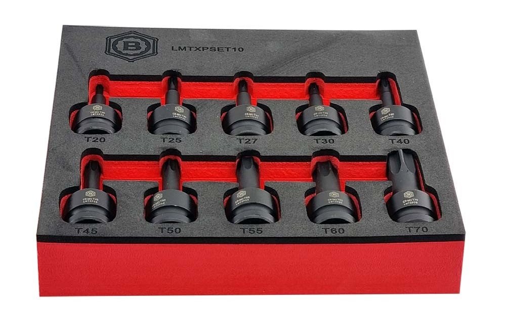 Britool Hallmark LMTXPSET10 10 Piece 1/2″ Drive Impact Torx / Star Set ...