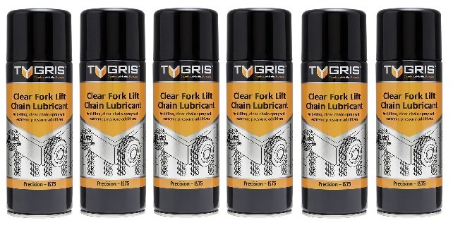 6 x Tygris IS75 Clear Fork Lift Chain Lubricant Spray Grease 400ml ...