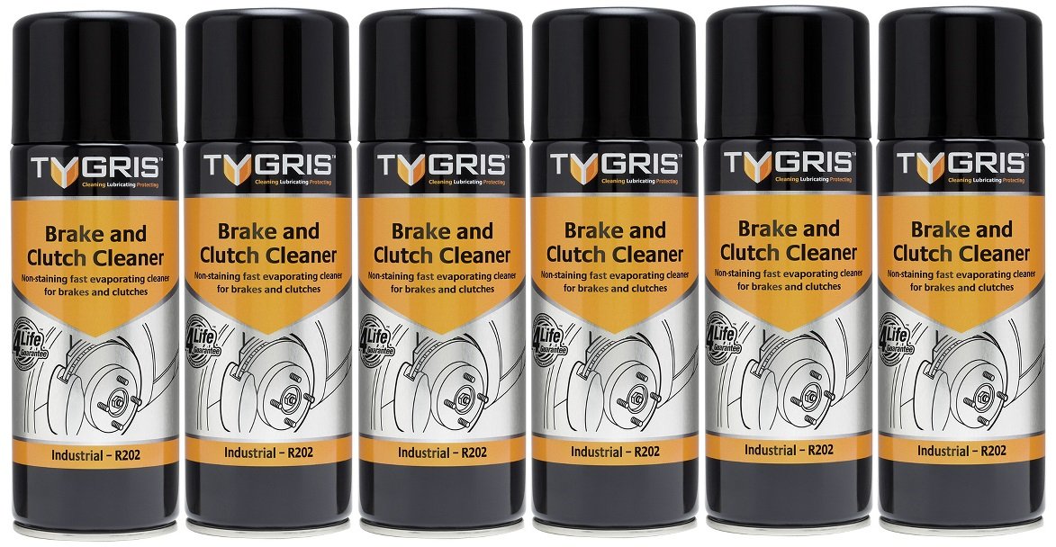 6 x Tygris R202 400ml Brake and Clutch Cleaner Spray 400ml Aerosol Pack ...