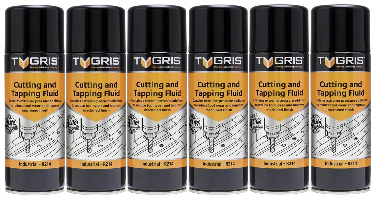 6 x Tygris R214 Cutting, Tapping & Drilling Lubricant Spray 400ml Pack ...