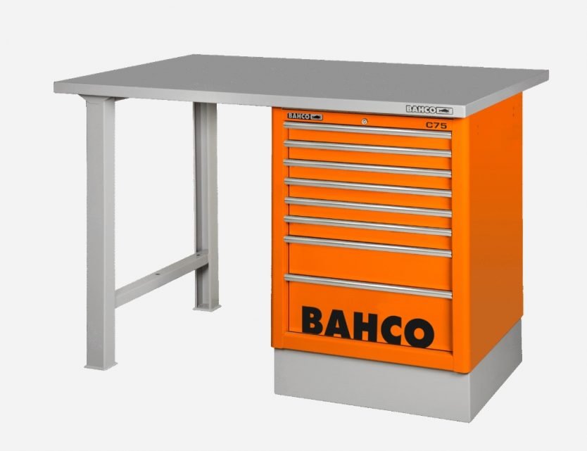 Bahco 1495K7CWB15TS Heavy Duty Steel Top Workbench With 6 Drawer Orange ...
