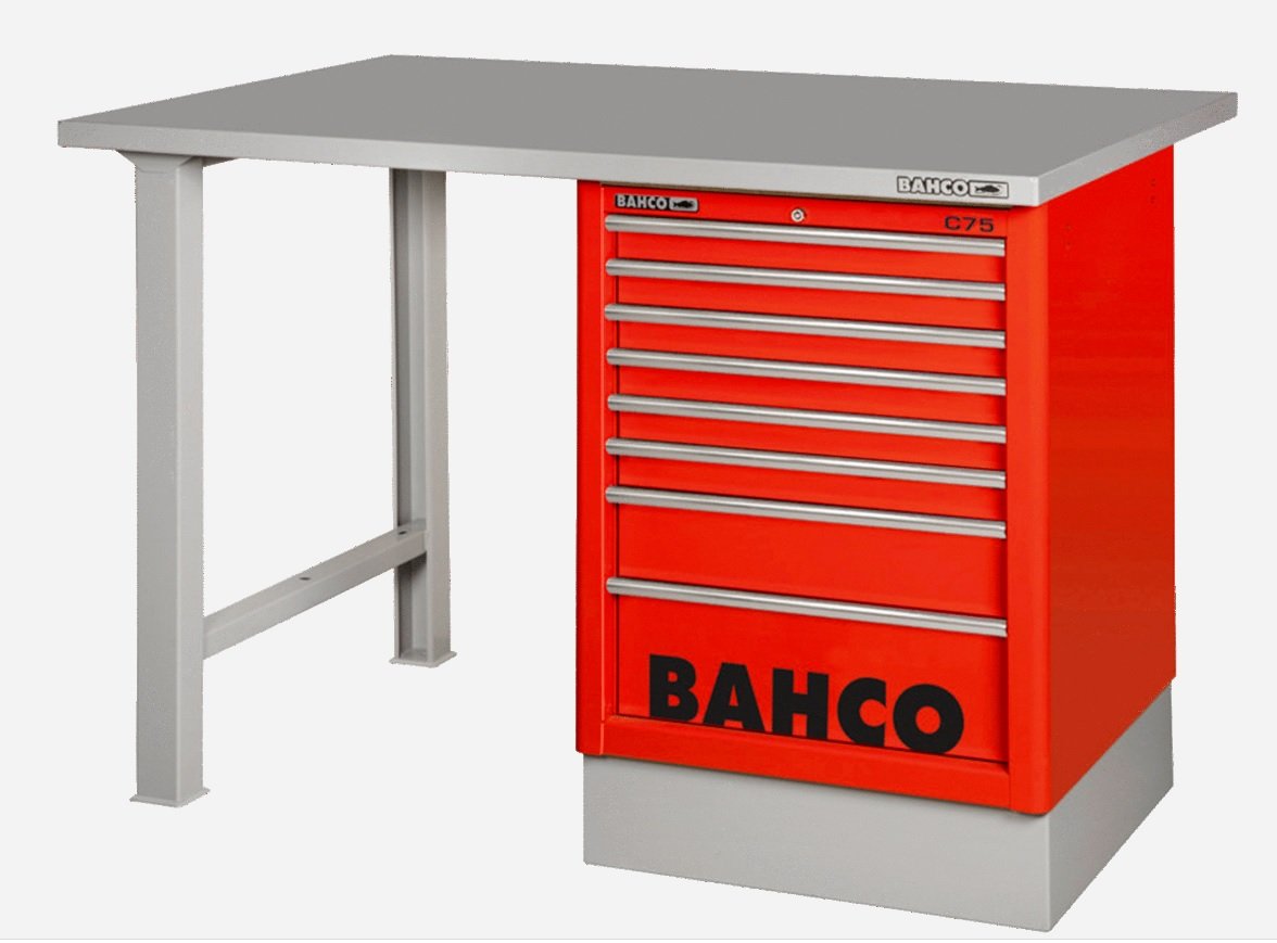 Bahco 1495K6CRDWB15TS Heavy Duty Steel Top Workbench With 6 Drawer Red ...
