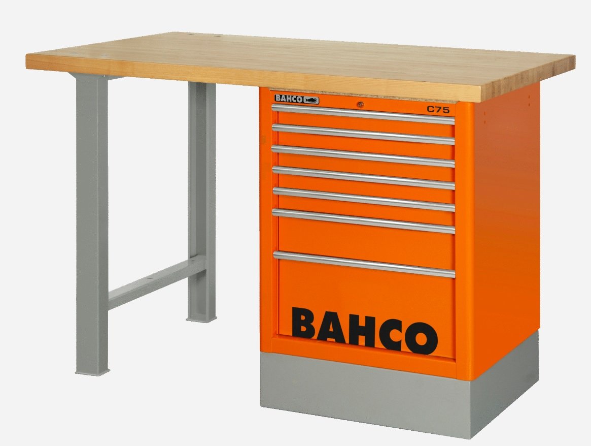 Bahco 1495K7CWB18TW Heavy Duty Wooden Top Workbench With 7 Drawer ...