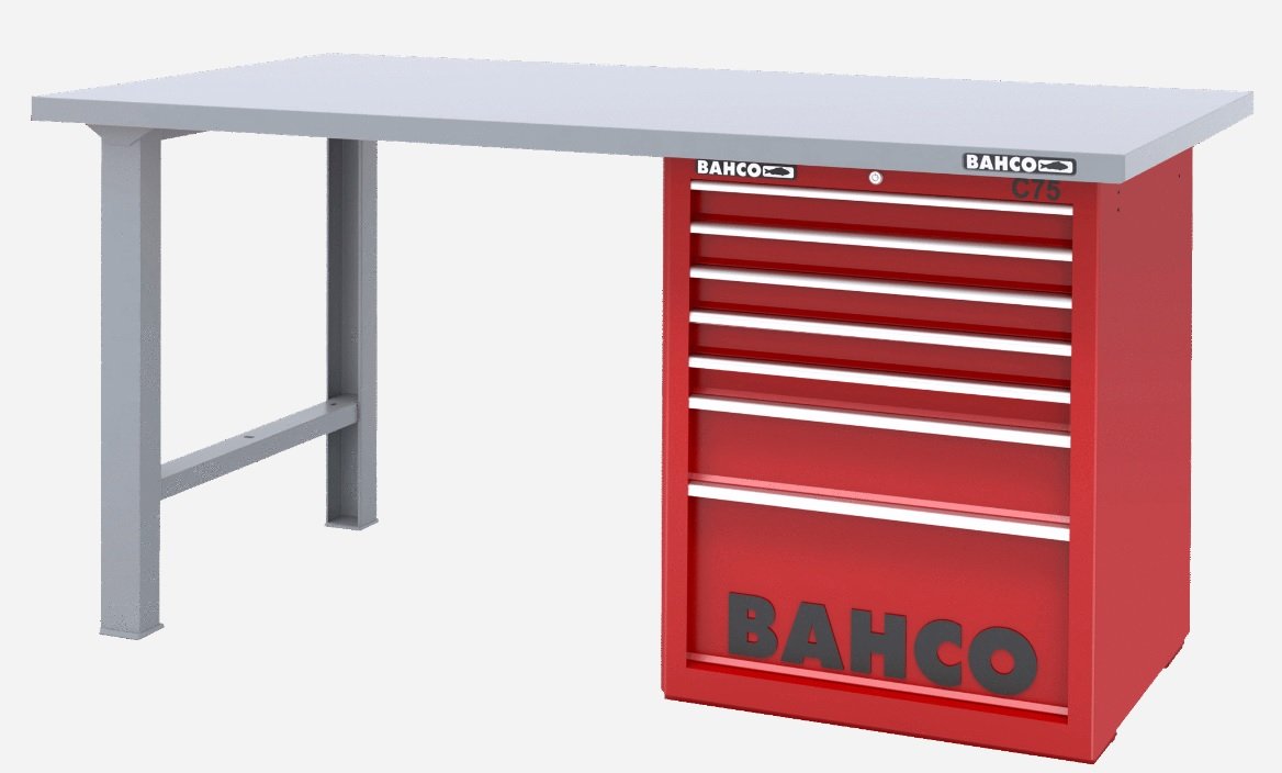 Bahco 1495KH7RDWB15TS Heavy Duty Low Height Steel Top Workbench With 7 ...
