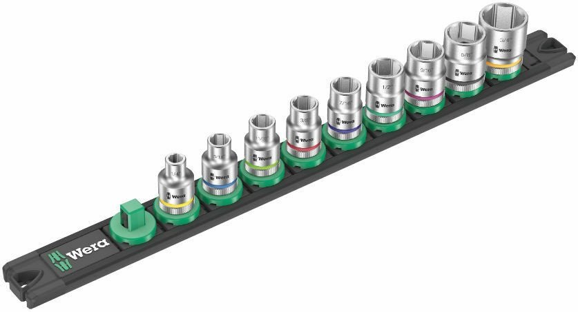 Wera 005450 8790 B 3/8″ Drive 9 Piece Magnetic Imperial Socket Set on ...