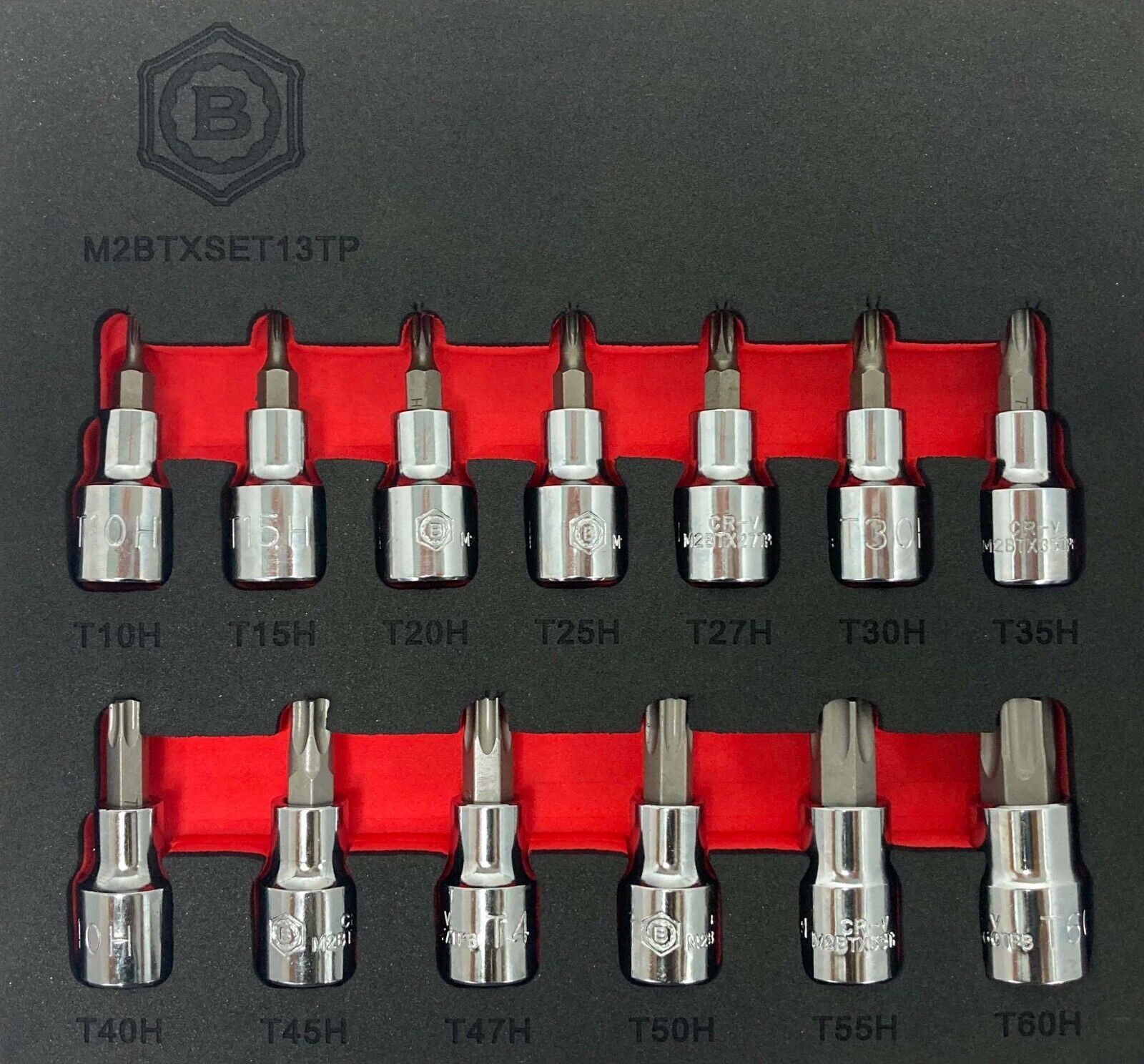 Britool Hallmark M2BTXSET13TP 13 Piece 3/8″ Drive Tamper Proof Torx Bit ...