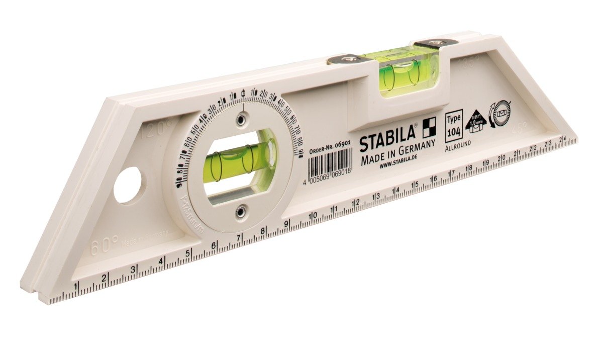 Stabila 104 ALLROUND Plastic Spirit Level & Angle Device 250mm / 10 ...