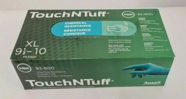 Ansell TouchNTuff 92-600 Disposable Nitrile Gloves with Enhanced Splash ...