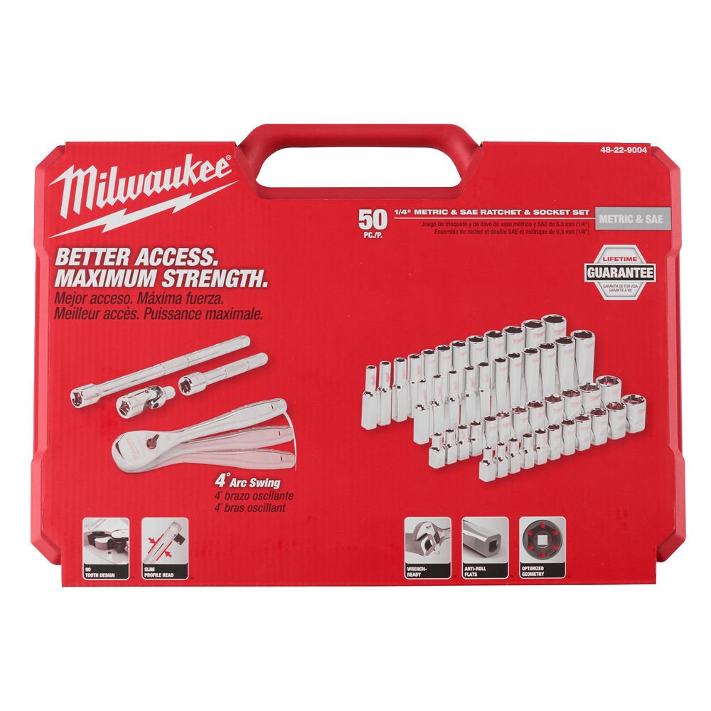 Milwaukee 4932464944 1/4″ Drive 50 Piece Metric & Imperial Socket Set ...