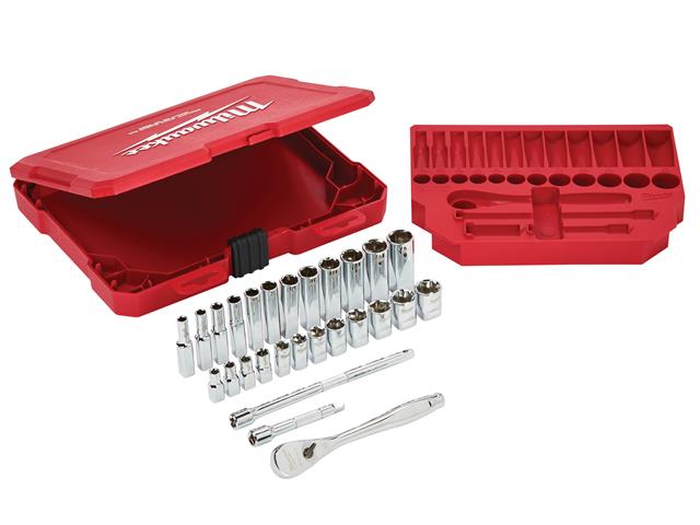 Milwaukee 4932464943 1/4″ Drive 28 Piece Metric Socket Set (Standard ...