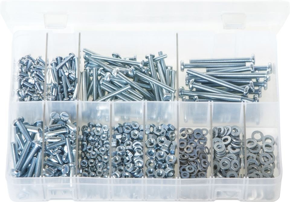 Assorted Machine Screws with Nuts & Washers, Pan Head, Slotted – Metric ...