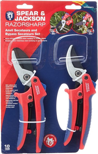Spear & Jackson CUTTINGSET2 Razorsharp Bypass & Anvil Secateurs Twin ...