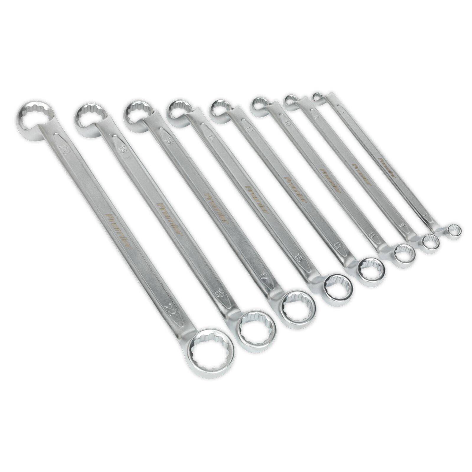 Sealey AK6327 8 Piece Offset Double End Ring Metric Spanner Set | PrimeTools