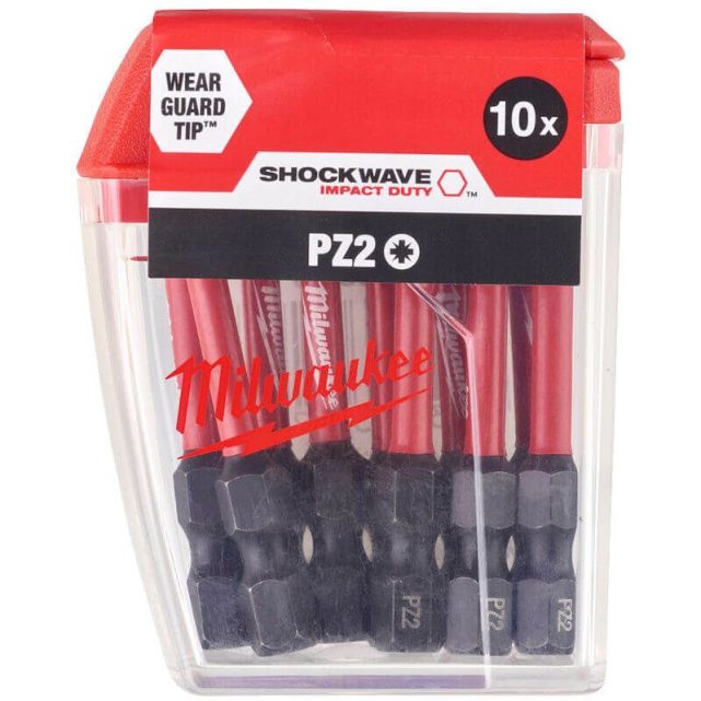 Milwaukee 4932472050 SHOCKWAVE™ 50mm Long Impact Pozi Bits PZ2 - 10 ...