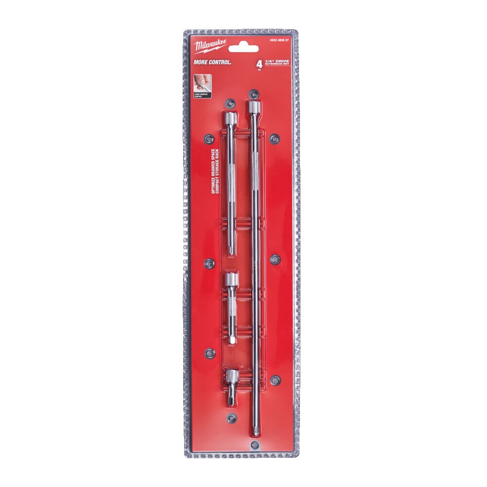 Milwaukee 4932480637 4 Piece 1/4″ Drive Extension Bar Set | PrimeTools