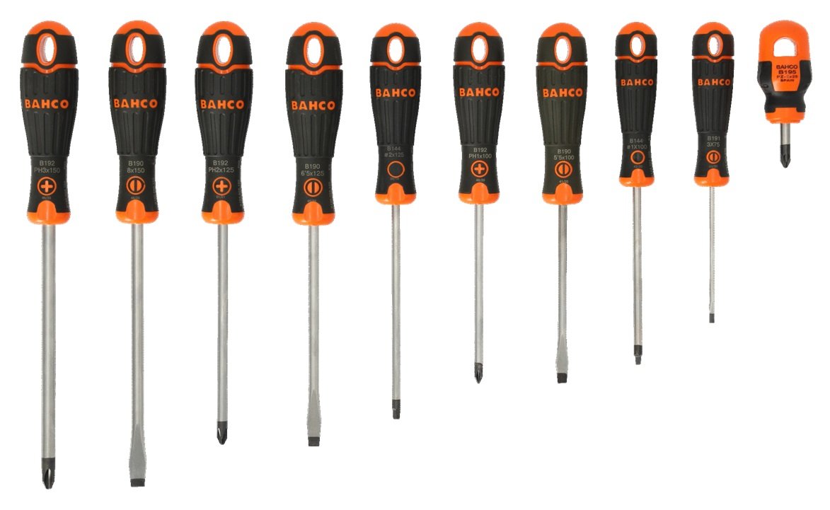 Bahco B219.010 10 Piece Slotted, Phillips, Pozi & Robertson Screwdriver ...