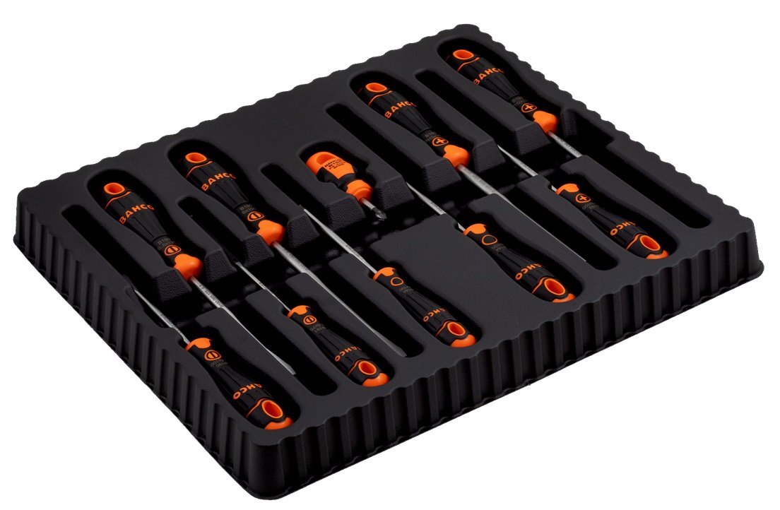 Bahco B219.010 10 Piece Slotted, Phillips, Pozi & Robertson Screwdriver ...
