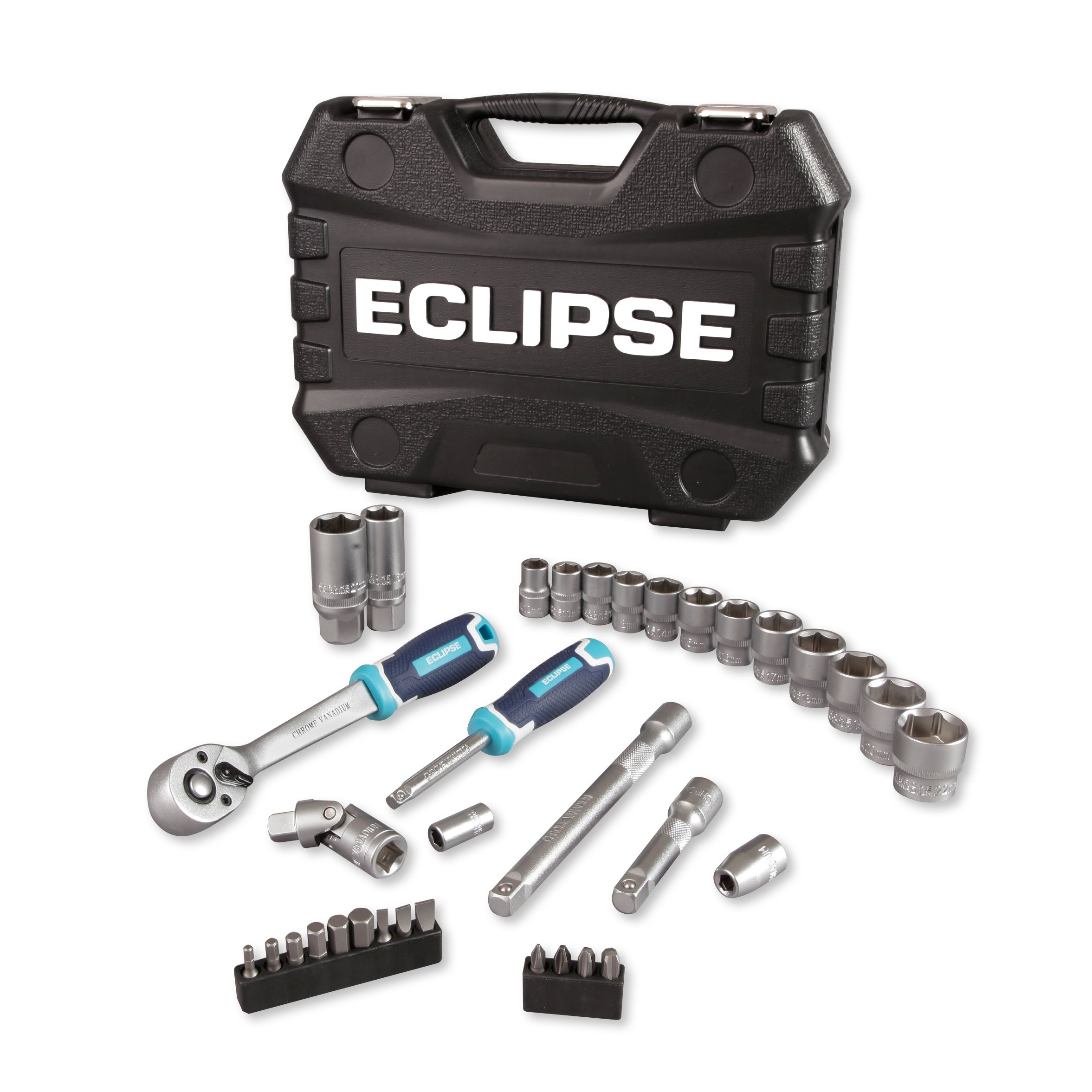 Eclipse ESS34PS 1/4″ & 3/8″ Drive 34 Piece Metric Socket Set 10-22mm ...