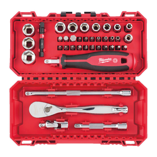 Milwaukee 4932498381 38 Piece 1/4" Drive Ratchet, Driver & Socket Set ...