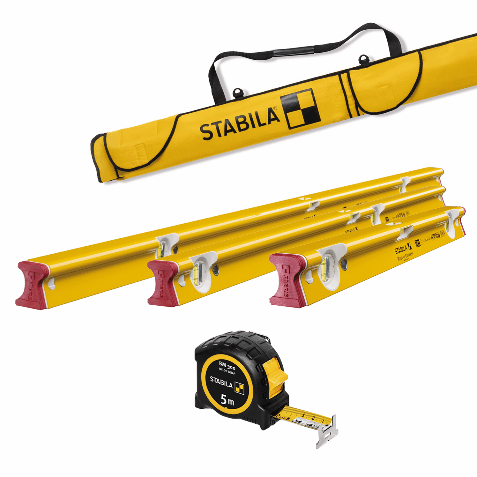 Stabila Type R 300 Pro 3 Piece Spirit Level Set 60, 120 & 180cm, Level ...